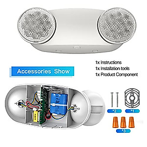 SPECTSUN 8 Pack LED Exit Emergency Light Combo with Battery Backup-US Standard Commercial Corded Emergency Exit Sign Lights for Home Power Failure,UL 924 Certified,Elm2 Emergency Lighting Exit Signs