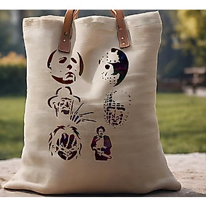 Halloween Freddy Jason Chucky + Stencil Template Reusable for Painting on Walls, Wood, Arts and Crafts (342) - 8.5 x 11 Inches