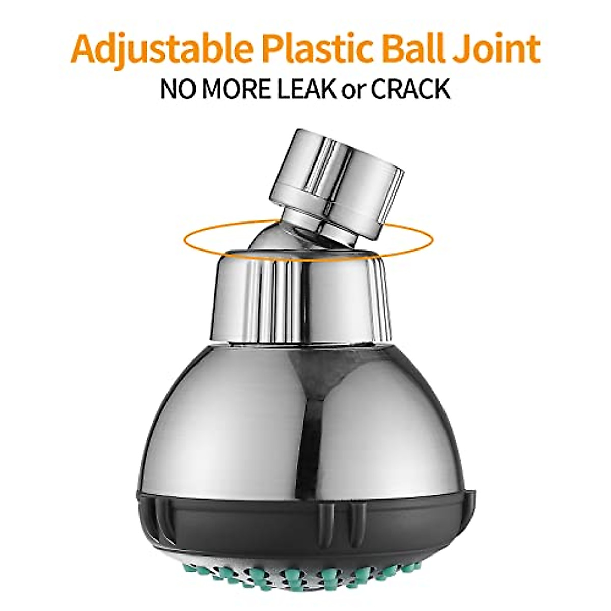 HBGEWO High Pressure Shower Head 3 Inches Anti-clog Anti-leak Fixed Showerhead Chrome with Adjustable Swivel Brass Ball Joint,Brushed Nickel