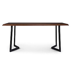SIMPLIHOME Watkins SOLID MANGO WOOD 72 inch x 36 inch Rectangle Industrial Contemporary Dining Table with Inverted Metal Base in Dark Brown, for the Dining Room and Kitchen, Industrial Contemporary