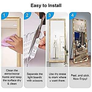 LPHUMEX Hollywood Glam Led Vanity Lights Kit, 14ft Dimmable Mirror Lights, Full Body & Bathroom Lighting, Plug in Floor Light with Power Supply (Mirror not Inlcuded)