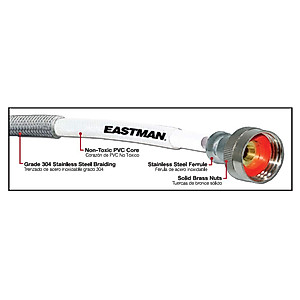Eastman 41063 Braided Stainless Steel Washing Machine Hose, 5 Ft Length, 3/4-Inch X 3/4-Inch, 1-Pair