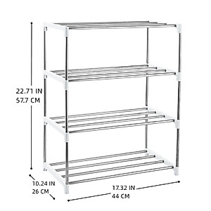 Xerhnan 4-Tier Stackable Small Shoe Rack, Lightweight Shoe Shelf Storage Organizer for Entryway, Hallway and Closet(White)