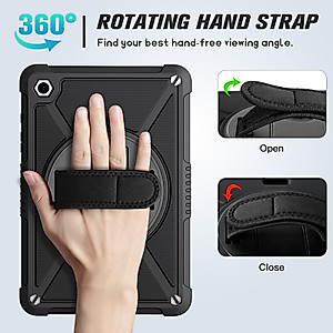 ZtotopCases for Samsung Galaxy Tab A8 10.5 Inch 2022, Full Body Cover with 360 Rotating Hand Strap & Shoulder Strap Heavy Duty Shockproof Case for Samsung A8 Tablet SM-X200 /SM-X205 /SM-X207, Black