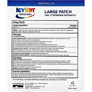 Icy Hot Original Medicated Pain Relief Patch, Large, 5 count