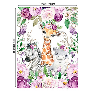 UNIQUE Safari Violet Flowers Roses Fabric Panel 19 x 25 in, Quilting Panel, Baby Quilt Panel, Cotton Baby Panel, Blanket Panel, Cotton Sateen Fabric Panel for Quilting