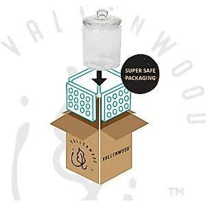 VALLENWOOD Sourdough Set: Clear Thicker Glass Jar 34oz, 1L With Lid. Plus Silicone Band Level Tag, Thermometer With Magnetic Strip And Spatula. For Fermenting. For Starter (Circular)