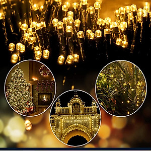 XJOYOTU 2 Pack Solar String Lights, Warm White 8 Lighting Modes, Waterproof Solar String Lights Outdoor Powered Patio Lights for Garden Yard Party, Decoration (4 Style)