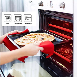 Lyellfe 12 Pack Silicone Oven Rack Shields, Red Oven Rack Protectors, 14 Inch Food Grade Microwave Edge Liner Cover for Home Kitchen
