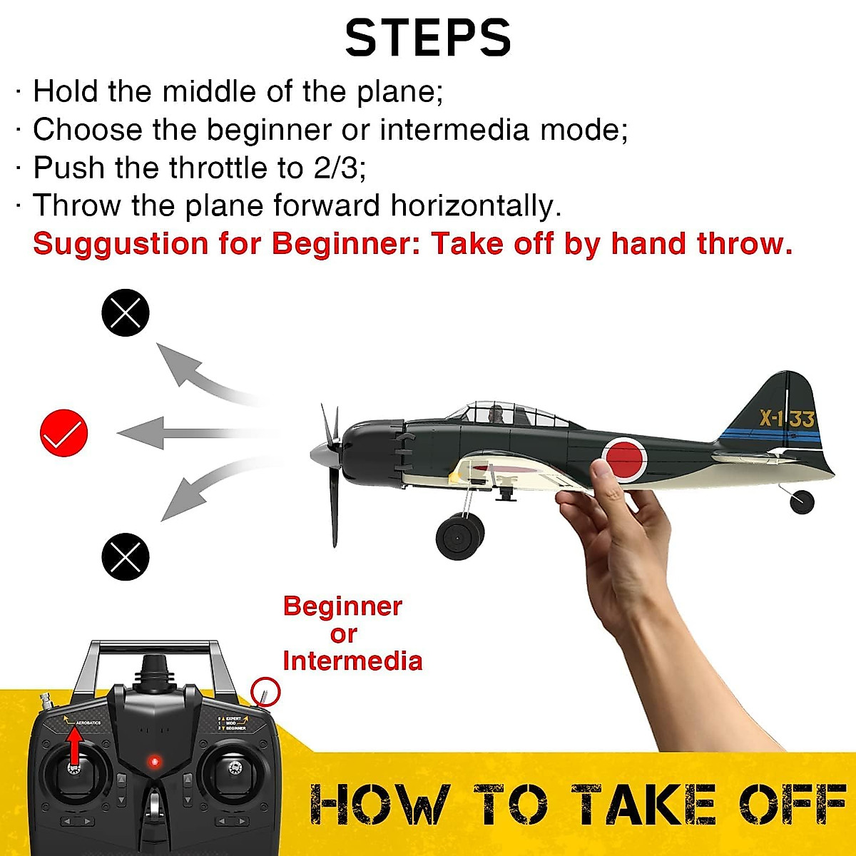VOLANTEXRC RC Plane 4-CH RC Airplane P51 Mustang Ready to Fly, WWII Remote Control Plane with Xpilot Stabilization System, One Key Aerobatic for Beginners, Adults (761-5 RTF)