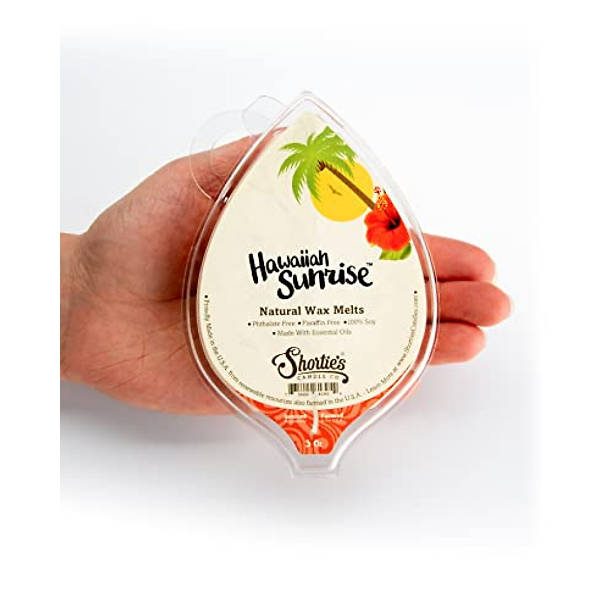 Shortie's Candle Company Hawaiian Sunrise Natural Soy Wax Melts 3 Pack - 3 Highly Scented 3 Oz. Bars - Made with 100% Soy and Essential Fragrance Oils - Phthalate & Paraffin Free, Vegan, Non-Toxic