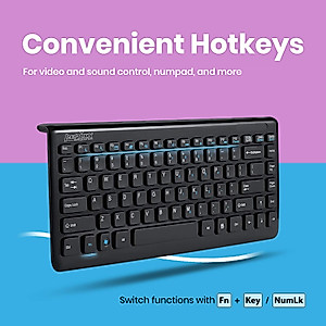 Perixx Periduo-707 Wireless Mini Keyboard and Mouse Set, Piano Black, US English Layout, 10900