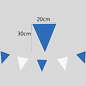 ZSNICE 40 Meters 131 Feet Blue and White Fabric Pennant Banner,Outdoor Garden Flag Buntings,Festive Party Decorations for Boy Birthday Decoration Baby Shower Wedding