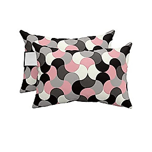 Recliner Head Pillow Ledge Loungers Chair Pillows with Insert Mid Century Pink Grey Black Abstract Geometric Art Modern Lumbar Pillow with Adjustable Strap Patio Cushion for Sofa Bench Couch, 2 PCS
