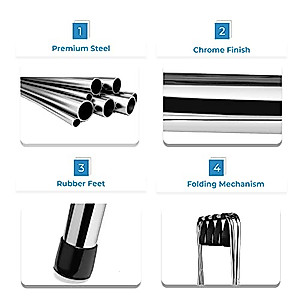 USTECH X-Shape Single Tier Foldable Sturdy Luggage Rack with Nylon Straps & Rubber Feet for Added Stability | Metal Stand Shoe Rack for Guest Room Storage | Perfect for Small Spaces