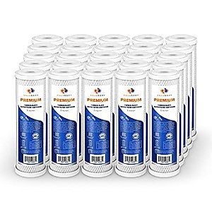 Aquaboon 5 Micron 10 x 2.5 inch | Premium Whole House Replacement Water Filter Cartridge | Coconut Shell Activated Carbon Block CTO | Whirlpool WHA2BF5, iSpring FC15, Culligan HF-360A, 25 Pack