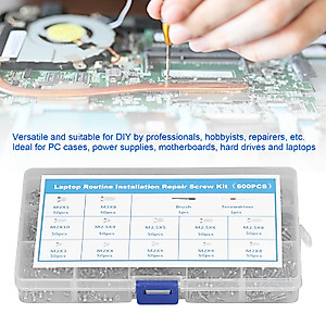Computer Screws 600Pcs Computer Screws Assortment Kit, Micro Flat Head M2 M2.5 M3 with Screwdriver and Brush for Hard Drive Computer Case