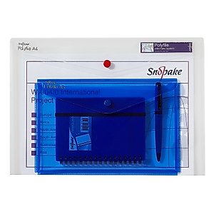 Snopake A4/A5 Polyfile Duo Popper Wallet with Index Tab and Press Stud Closure – Clear [Pack of 5] Ref: 15693