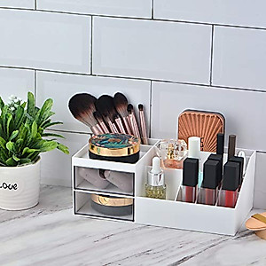 Citmage Desk Organizer Caddy with 12 Compartments Office Workspace Drawer Organizers Desktop Holder Plastic Stationery Supplies Storage Box for Pencils,Markers,Erasers,Pens,Sticky Notes(White)…