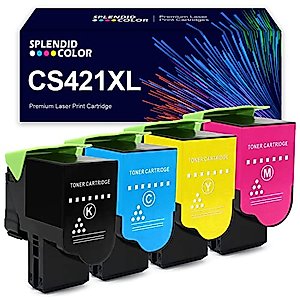 SPLENDIDCOLOR Remanufactured 4PK CS421 Toner Cartridge Replacement for Lexmark 78C10K0 78C10C0 78C10M0 78C10Y0 for Lexmark CS421 CS521 CX421 CS421dn CS521dn CX421adn Printers.