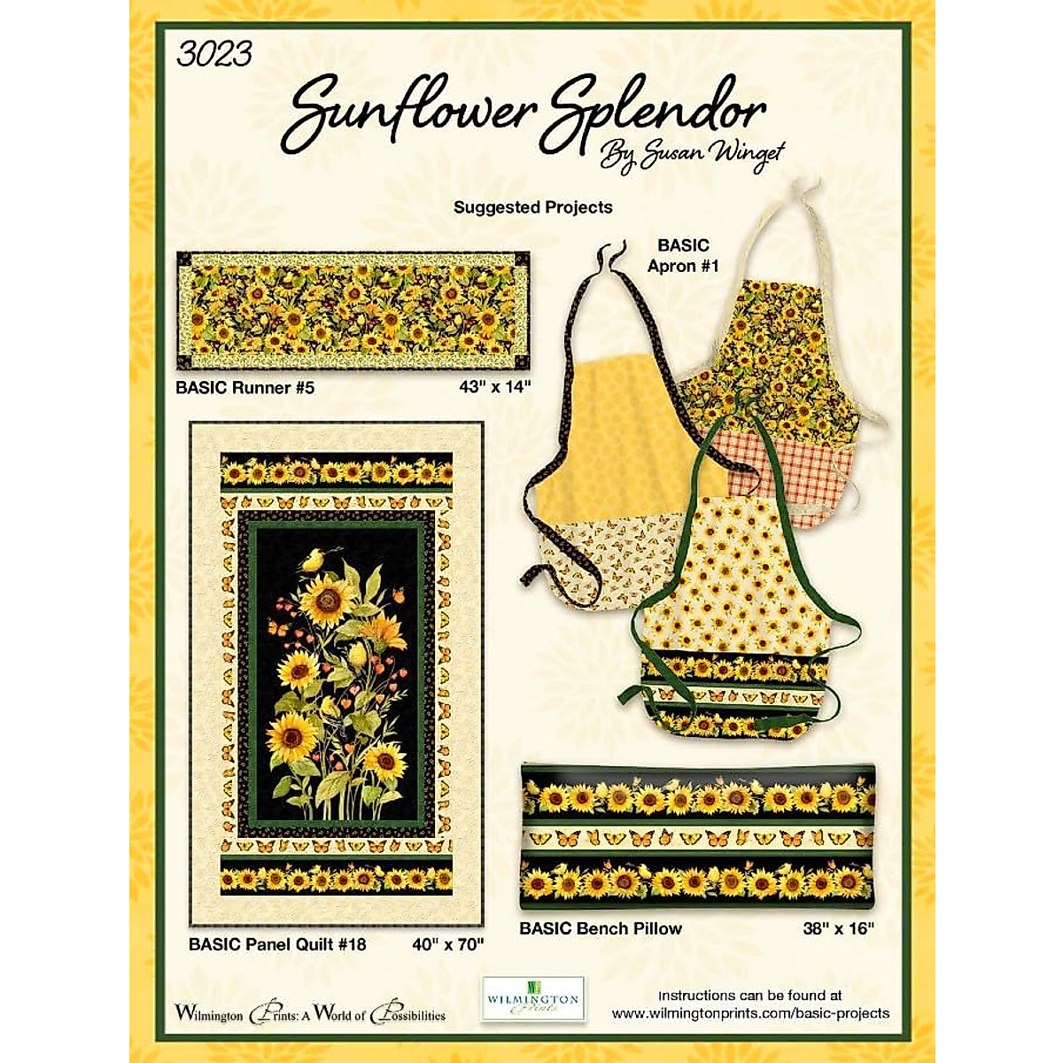 Wilmington Prints Sunflower Splendor 24-7/8" Sunflower and Goldfinch Panel Black, Fabric by The Panel