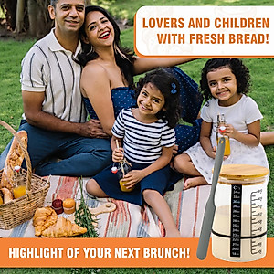 Wnxise Sourdough Starter Kit, 34OZ Reusable Sourdough Starter Jar, Home Sourdough Bread Baking Supplies with Date Marked Feeding Band, Thermometer, Silicone Scraper, Sticker, Marker Pen Bamboo Lid