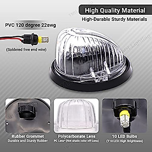 TMH 3.3 Inch 5 Clear Lens + 5 Amber Lens Cab Marker Light with T10 Amber LED for Dually C/K C10 C50 C60 C70 Chevrolet K10 K20 K30 Suburban K5 Blazer Pickup Truck 1969-1987