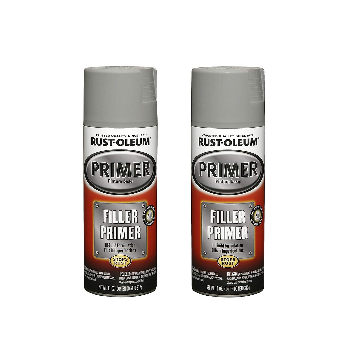 Rust-Oleum 249279-2PK Automotive Filler Primer Spray, 11 oz, Gray, 2 Pack