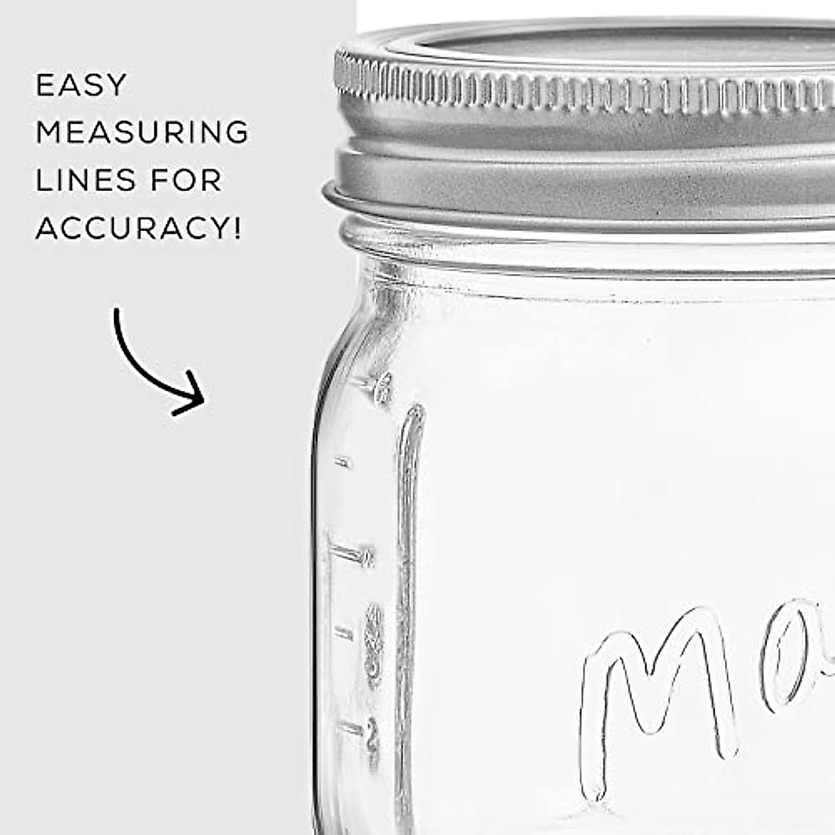 JoyJolt 8 Oz Mason Jars With Lids, Labels and Measures! 6-Pack Regular Mouth Mason Jars, Glass Jar with Lid and Band. Airtight Canning Jars, Overnight Oats Jars, Salad Jars, Sourdough Starter Jar