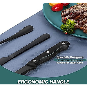 Black Silverware Set with Steak Knives,Black Flatware Set for 12,72-Piece Stainless Steel Tableware Cutlery Set,Kitchen Utensils Spoon and Fork Set,Dishwasher Safe