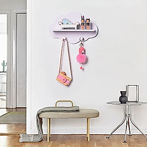 Cloud Shelves Cloud Shape Wood Floating Shelf White Floating Shelves Wall Mount Display Board Coat Hanger Storage Rack Nursery Accessories