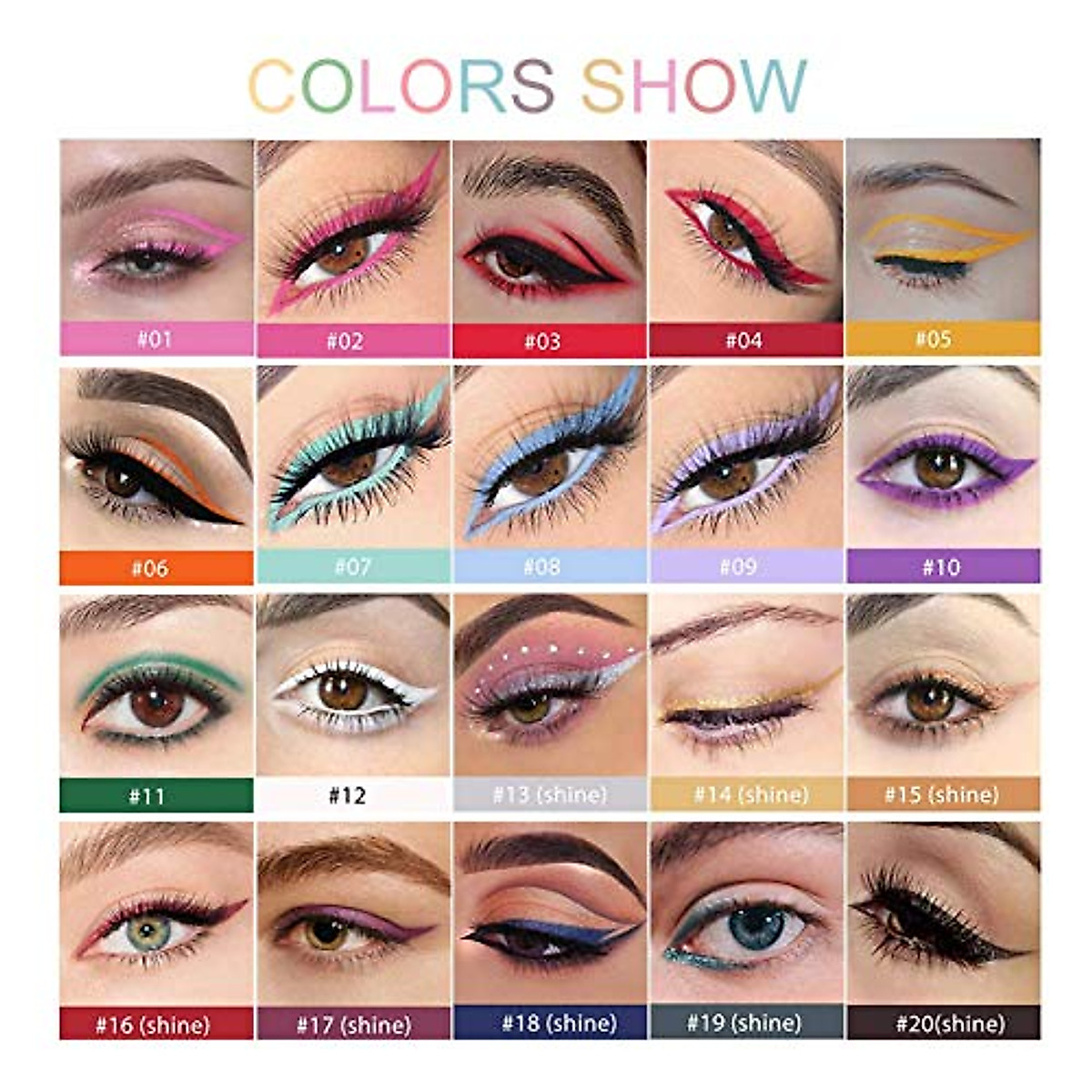 BONNIE CHOICE 20 PCS Colored Eyeliners Pencil Set, 20 Colors Waterproof Long Lasting Retractable Matte Colorful Eyeliner Milti-Functional Eyeliner Eyeshadow Pen Gifts for Women
