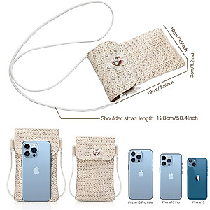 Soleebee Boho One Shoulder Crossbody Phone Bag Small Shoulder Bag Mini Wallet for Women Storage Bag Woven Leather Trim Phone Bag Compatible with Multiple Phone Sizes, Plum Bossom