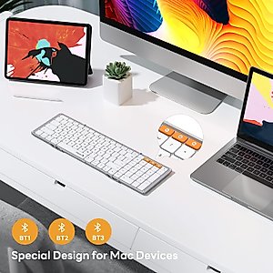 ProtoArc Foldable Bluetooth Keyboard for Mac, XK01-A Folding Wireless Keyboard with Number Pad, Full Travel Keyboard for Macbook, iMac, iPad 10.2, iPad Pro/Air/Mini, iPhone