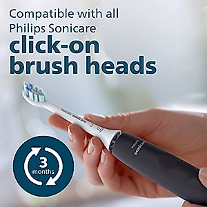 Philips Sonicare 4100 Rechargeable Electric Toothbrush, with Pressure Sensor, 2 Intensity Settings, SmarTimer and QuadPacer, 14-Day Battery Life, Black, Model HX3681/24