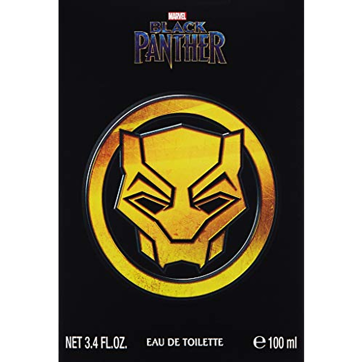 Marvel Black Panther, Fragrance, For Men, Eau De Toilette, EDT, 3.4oz, 100ml, Cologne, Spray, Made in Spain, By Air Val International, Black and Gold, Essence of Wakanda, 3.4Fl Oz
