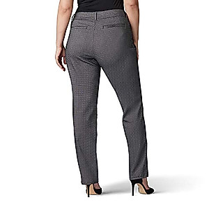 Lee Women's Plus Size Relaxed Fit All Day Straight Leg Pant, Black/White Rockhill Plaid, 18W Medium