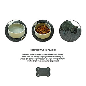 Animal Planet Waterproof Silicone Dog Feeding Mat (Grey) X-Large 24" x 16" Bone Slip Resistant Material Keeps Food Bowl in Place, Prevents Water Spills on Floor, Cat Litter Supplies, Boot Tray