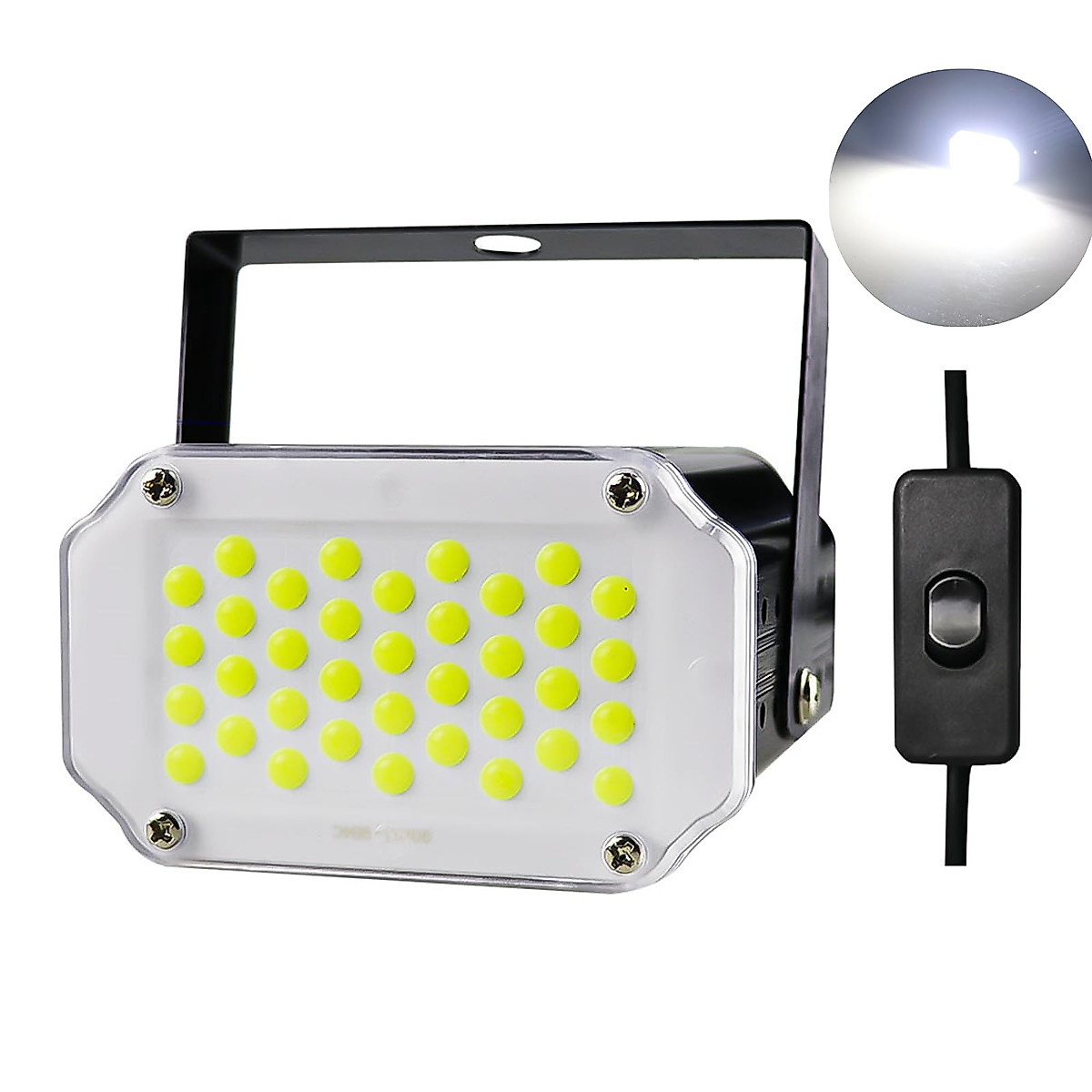 AQOOL Halloween White Strobe Lights, Sound Activated Mini 36 LED Strobe Light for Parties, Speed Adjustable Super Bright DJ Stage Lighting for Halloween Room Dance Stage Disco(No Remote)