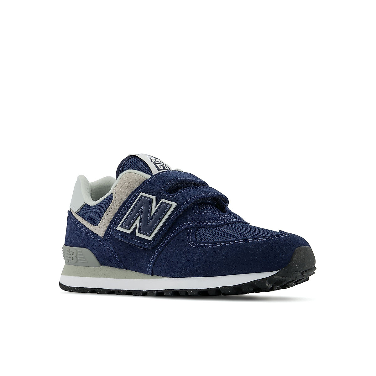 New Balance Boy's 574 Core Hook and Loop Sneaker, Navy/White, 1.5 Little Kid
