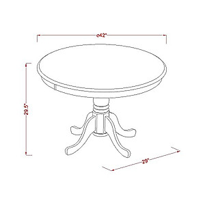 East West Furniture HLSI5-LWH-15 5 Piece Dinette Set Includes a Round Dining Room Table with Pedestal and 4 Baby Blue Linen Fabric Upholstered Parson Chairs, 42x42 Inch, Linen White