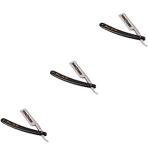 FOMIYES Womens Razors Womens Razors 3pcs66 Steel Barber Manual for Men Shaving Classic Mens Professional Straight Razor Salon Single Gold Shaver Black+ Women's Razors Womens Razor