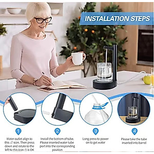 Invisible Smart Desktop Water Dispenser and Bottle Filling Station with Water Pump - Universal 3/5 Gallon Size, USB Charging, Electric Water Jug Pump Perfect for Home, Office, and Outdoors (Dark Blue)