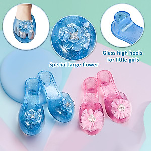 Meland Princess Dress Up Shoes - Kids Dress Up & Pretend Play with 4 Pairs Princess Shoes, Tiaras, Wand, Jewelry - Birthday for Girls 3-6 Years