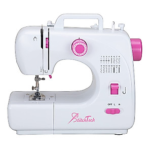 StitchTech Portable Multi-function Home Sewing Machine 16 Built-in Stitches Dual Spread Control Reverse Sewing with LED Light Comes with an Extension Table and 42 PCs Sewing Kit