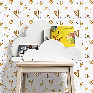 Amaonm Removable 15.8 x 98.4inch Lovely Gold Heart Wall Decals DIY Wallpaper Wall Stickers Murals Decor for Kids Babys Girls Bedroom Teens Nursery Living Room Door Desk Decoration (Heart)