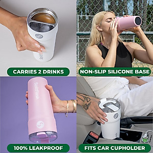 2-in-1 Hot & Cold Vacuum Insulated 30oz Tumblers, Stainless Steel Dual Chamber, Leak-Proof, BPA-Free, Fits Cup Holder, Travel Coffee Mug, Split Cup, 2 Drink, 2 Sides, Coffee & Water (Harper White)