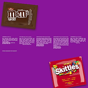 M&M'S Milk Chocolate, M&M'S Caramel, SNICKERS, SKITTLES & STARBURST Individually Wrapped Bulk Variety Pack Candy Assortment, 45.69 oz, 90 Pieces Bag