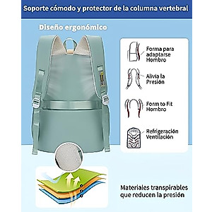 ooibnn Kawaii Backpack With Cute Accessories Spine Protection Anti-thief Cute Aesthetic Book Bag (Mint Green)