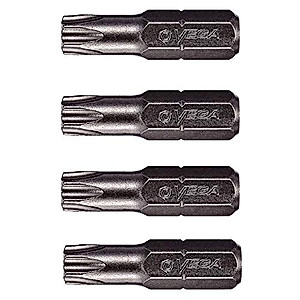 VEGA T20 TORX Security Bits. Professional Grade ¼ Inch Hex Shank TORX T-20 S2 Steel 1" Security Bits. 125TT20A-4 (Pack of 4)